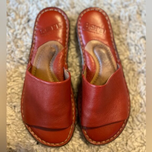 Born | Shoes | Born Red Leather Platform Sandals Size 5 | Poshmark